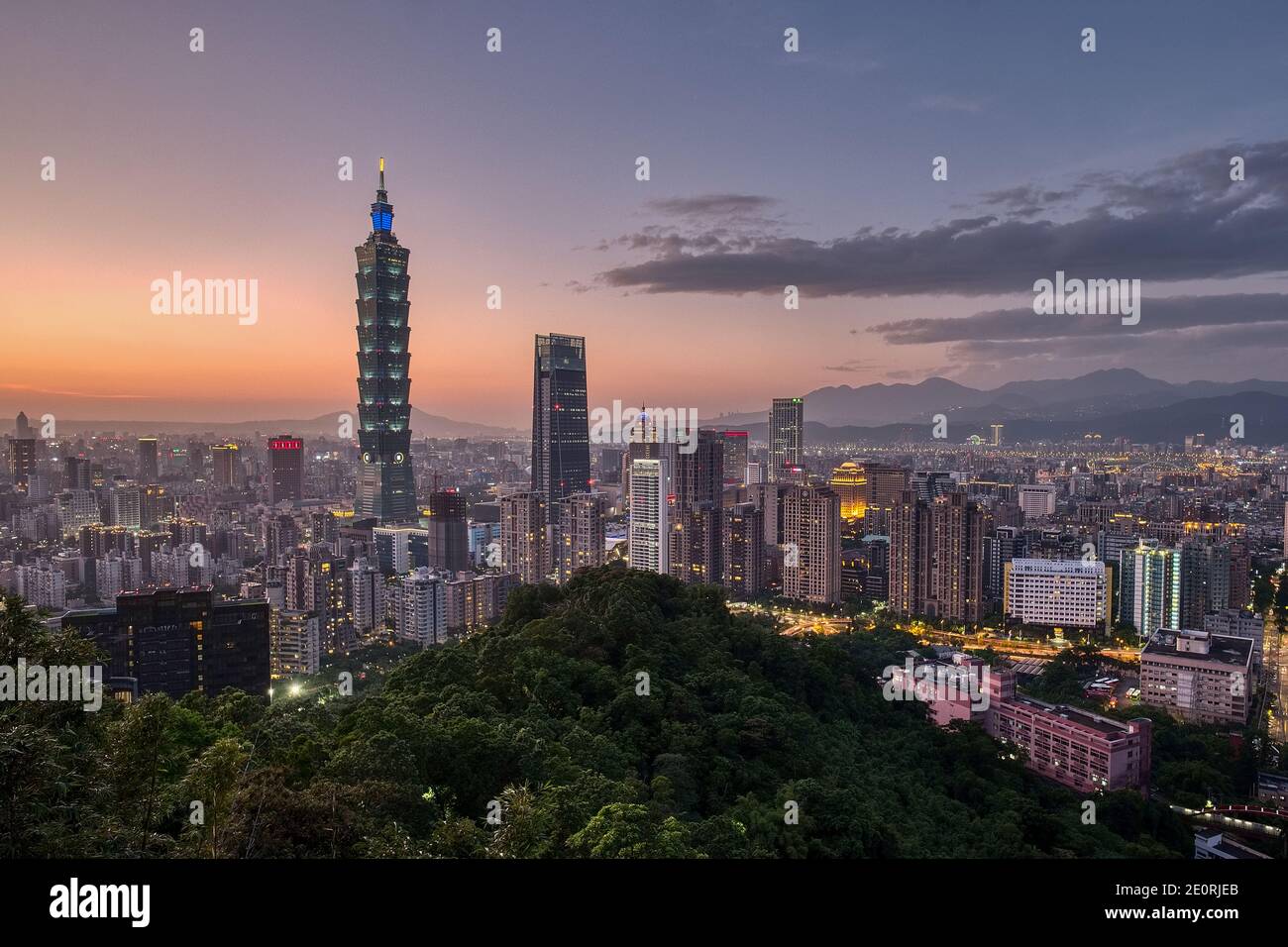 Taipei 101 skyscraper from Elephant Hill, Taipei, Taiwan Stock Photo ...