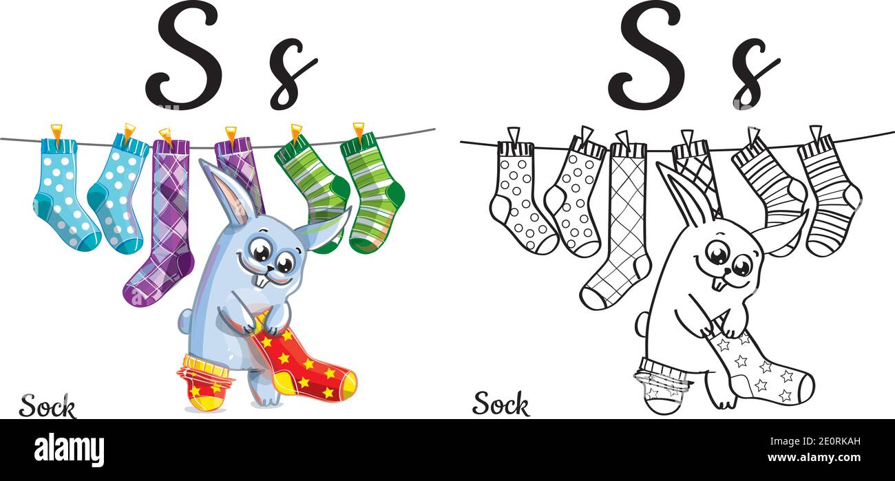 Sock. Vector alphabet letter S, coloring page Stock Vector Image & Art ...