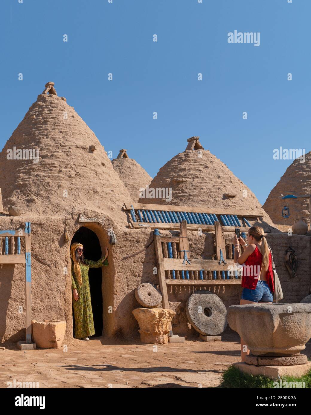 Sanli Urfa, Turkey- September 12 2020: Tourists posing in local clothes ...