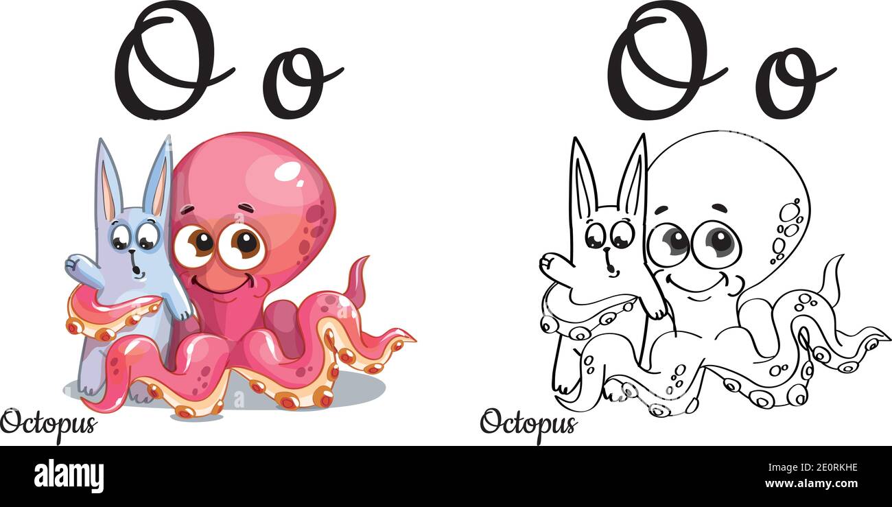 Octopus. Vector alphabet letter O, coloring page Stock Vector Image ...