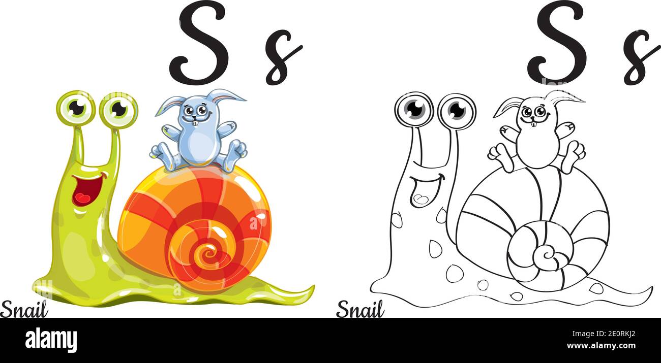Snail. Vector alphabet letter S, coloring page Stock Vector Image & Art ...