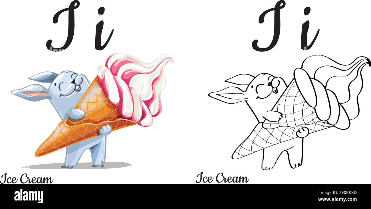 Ice Cream. Vector alphabet letter I, coloring page Stock Vector Image ...