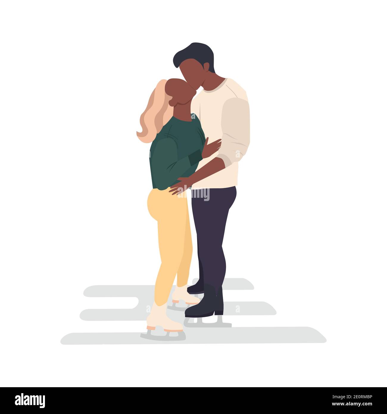 Romantic couple ice-skating isolated on white background Stock Vector ...
