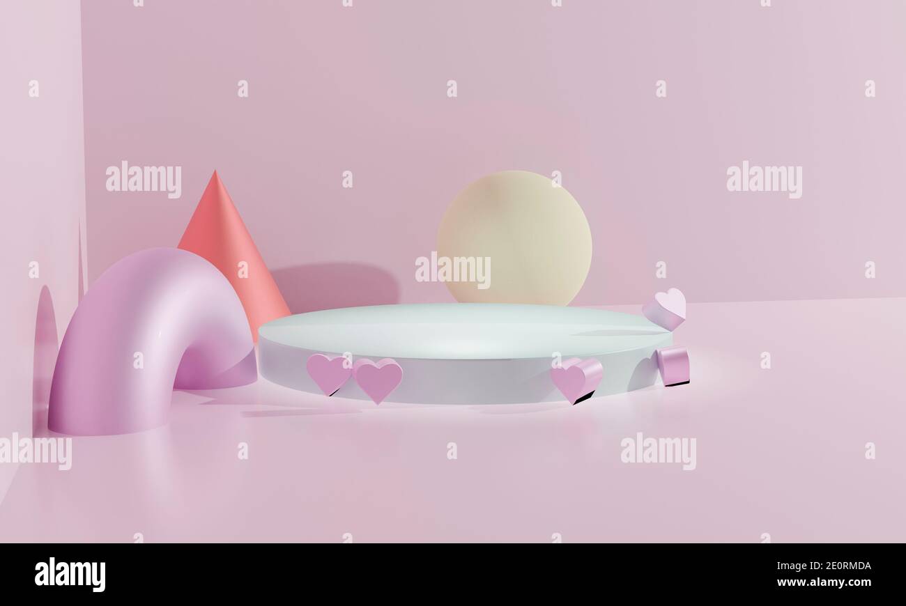 3d abstract podium as valentine love concept to put gifts and objects ...