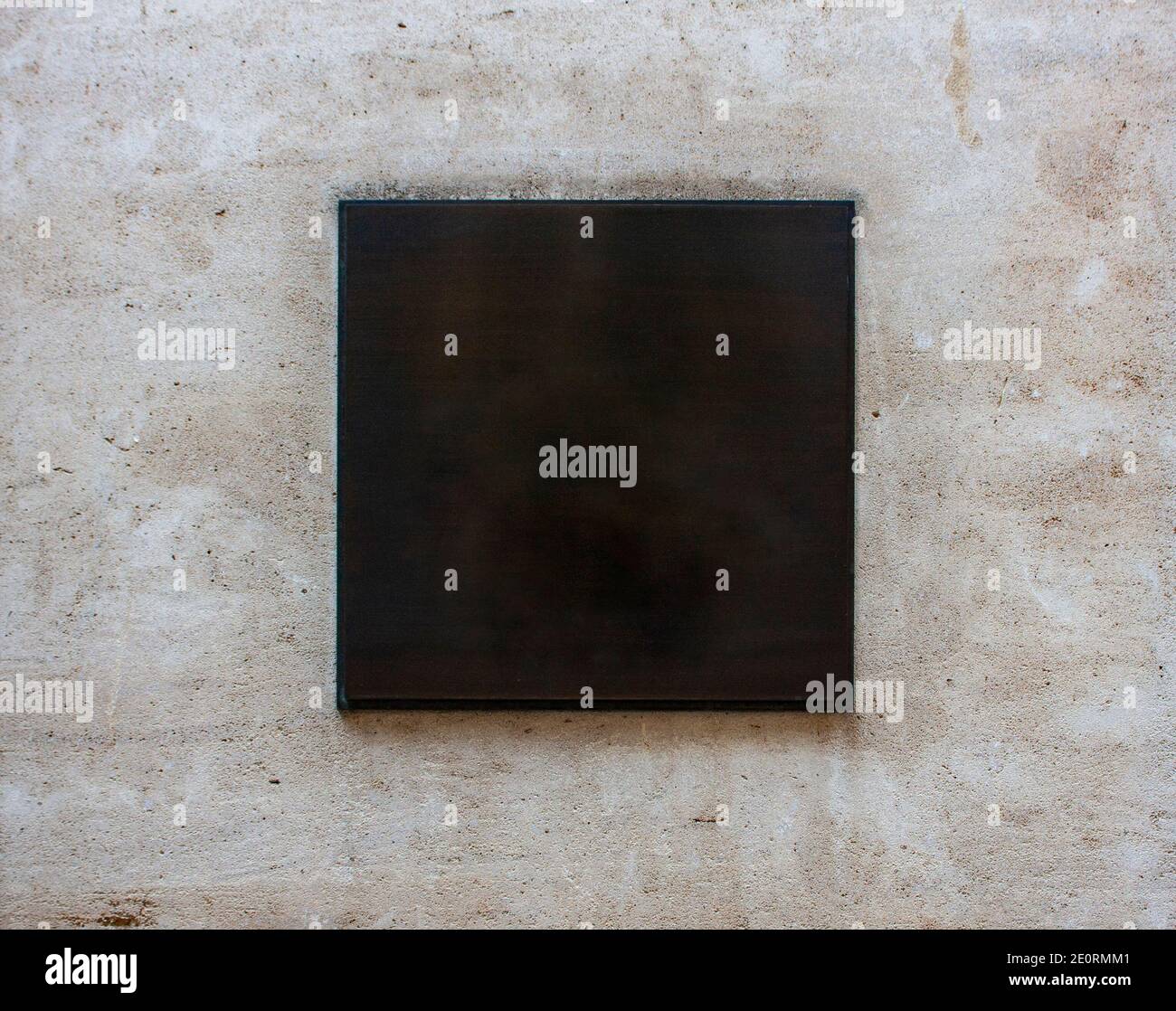 Black square signboard with blank empty space on a building Stock Photo ...
