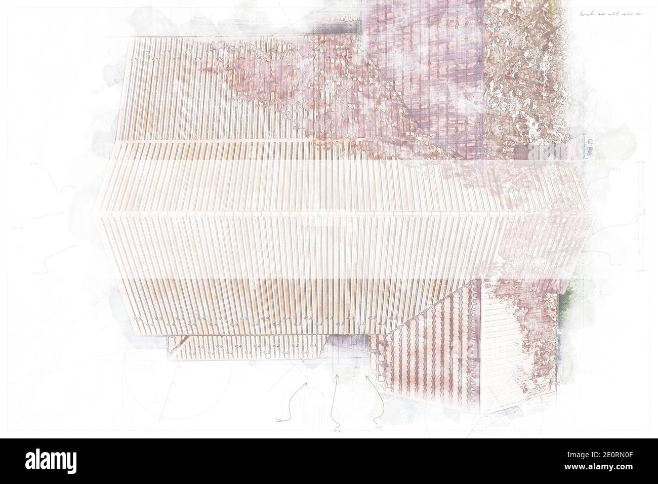 Architectural sketch of roof residential house, top view. Engineering ...