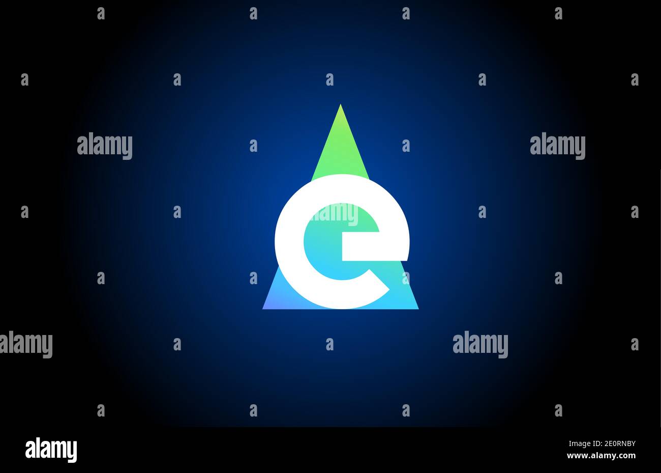 E alphabet letter logo icon for business and company. Simple green blue ...