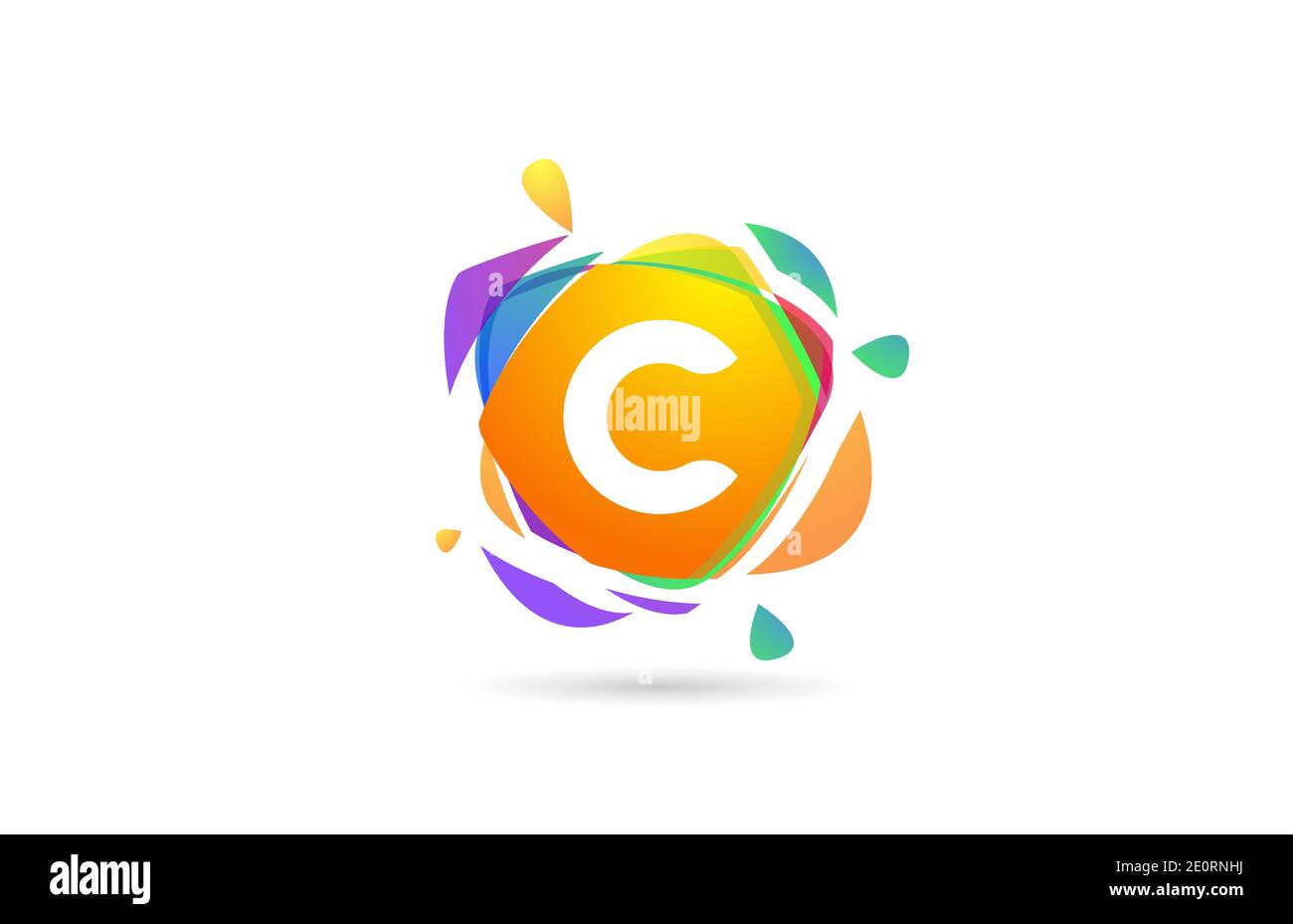 C colored alphabet letter logo icon. Creative template design with ...