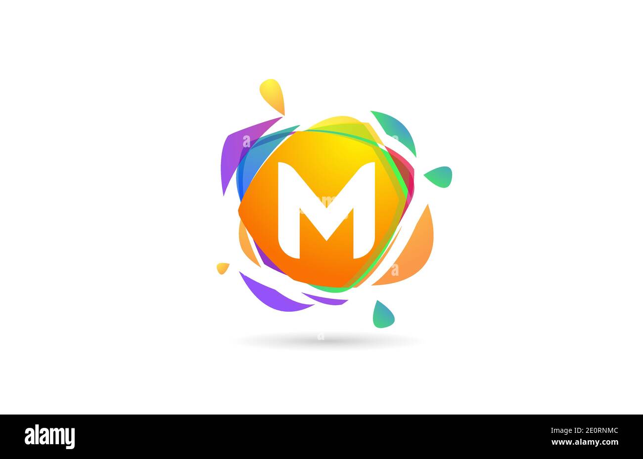 M colored alphabet letter logo icon. Creative template design with ...