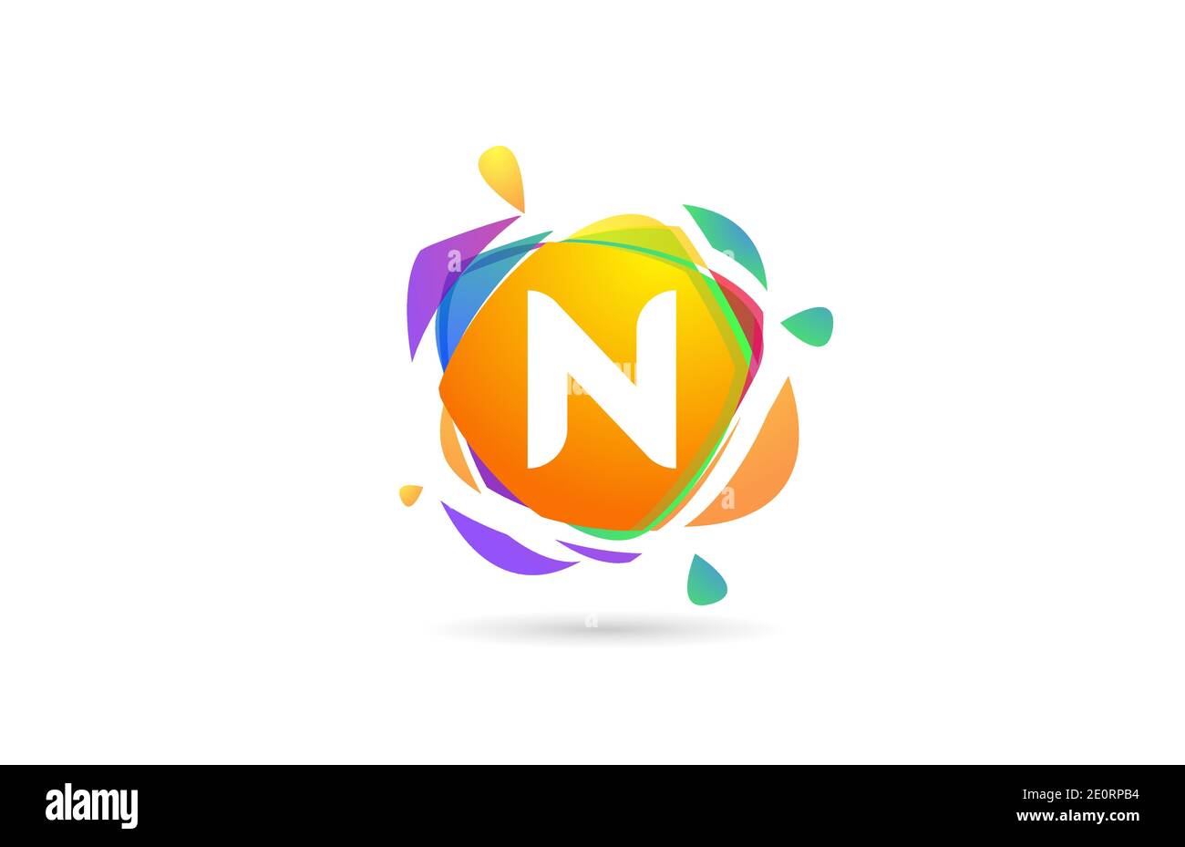 N colored alphabet letter logo icon. Creative template design with ...