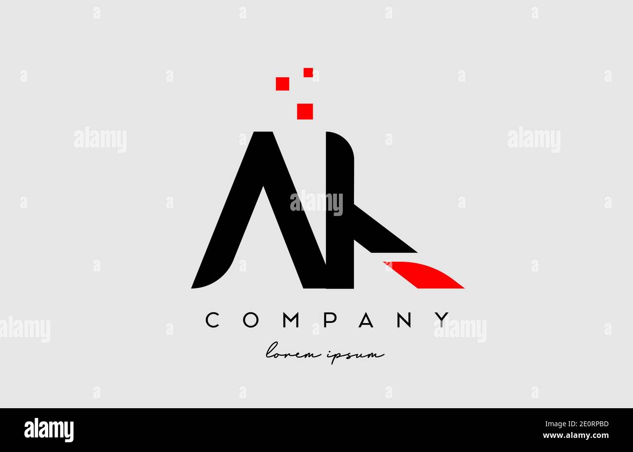 black red AK A K alphabet letter logo icon combination. Design for ...
