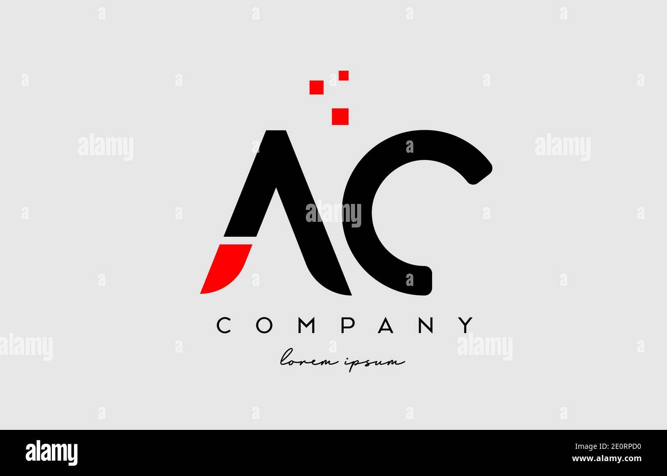 black red AC A C alphabet letter logo icon combination. Design for ...
