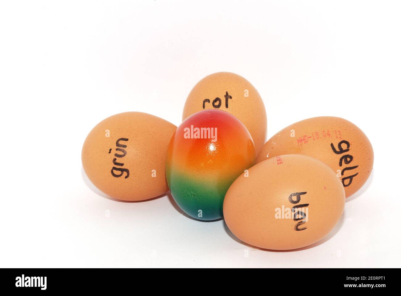 german labeled eggs for easter a colorful in the middle Stock Photo - Alamy