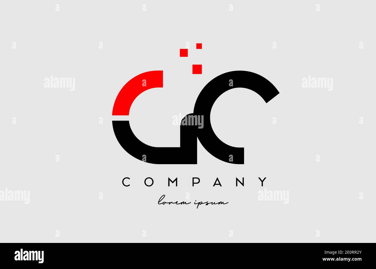 black red GC G C alphabet letter logo icon combination. Design for ...