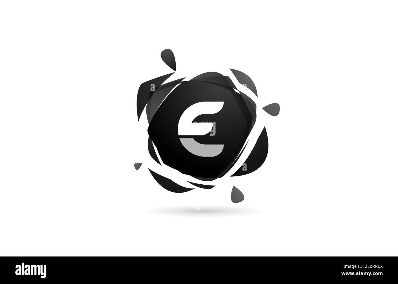 E alphabet letter logo icon. Black and white creative template design ...