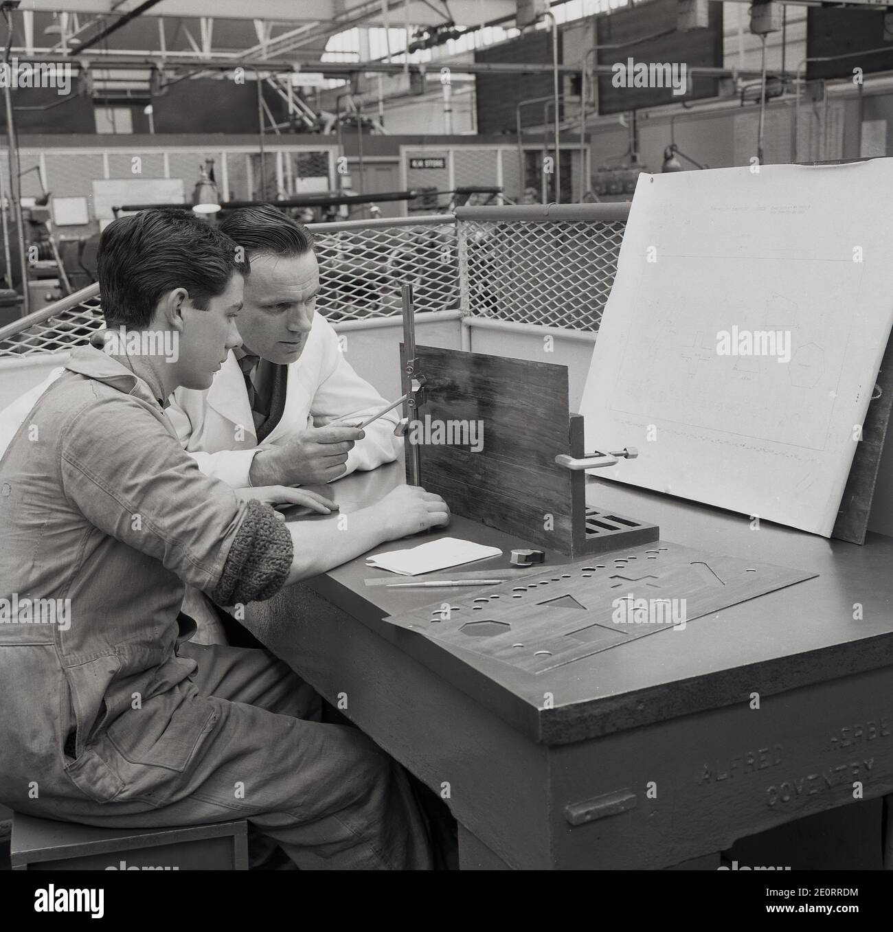 1950s, historical, a young aviation engineering trainee or apprentice ...