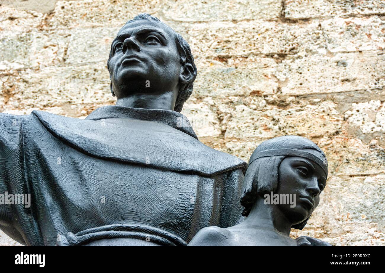 Fray Junipero Serra statue or sculpture with an Indian boy, Old Havana ...