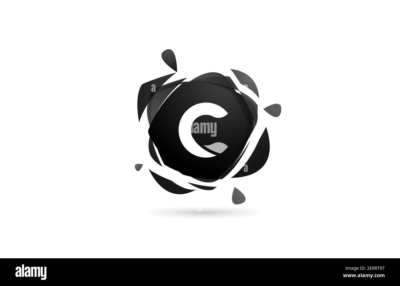 C alphabet letter logo icon. Black and white creative template design ...