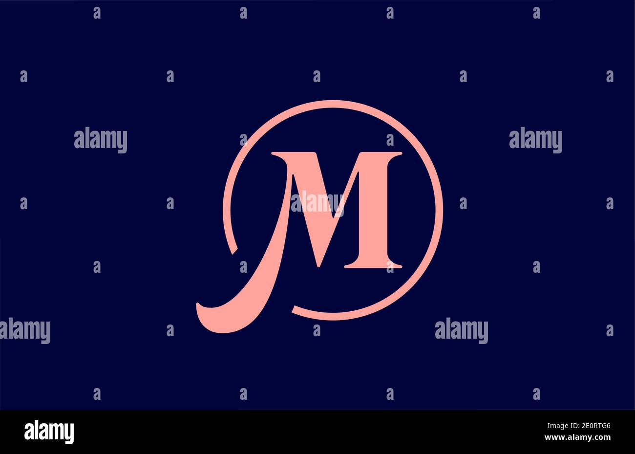 M alphabet letter logo icon in pink and blue colors. Elegant circle ...