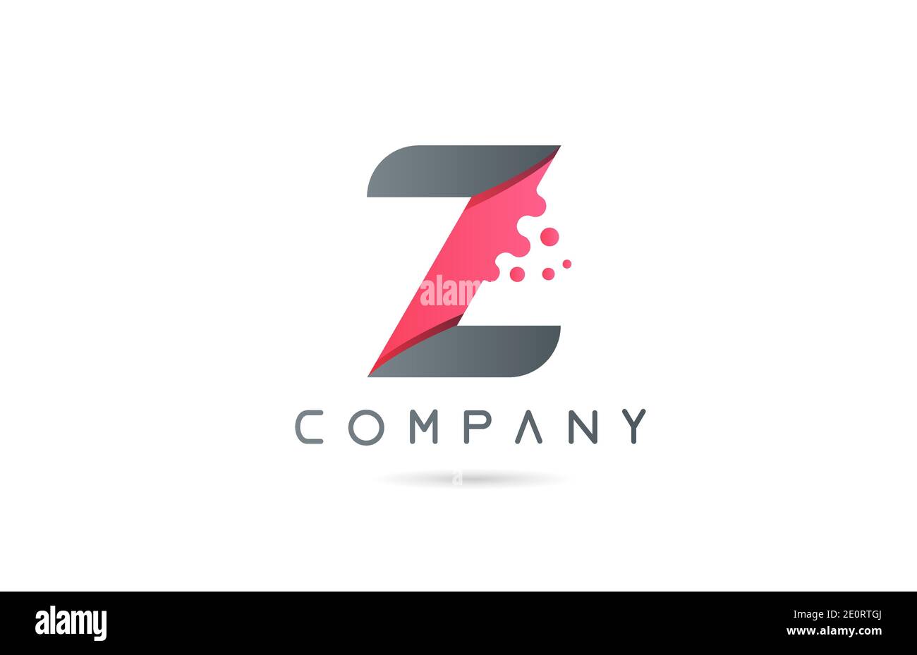 Z pink grey alphabet letter logo icon with bubble shapes. Creative ...