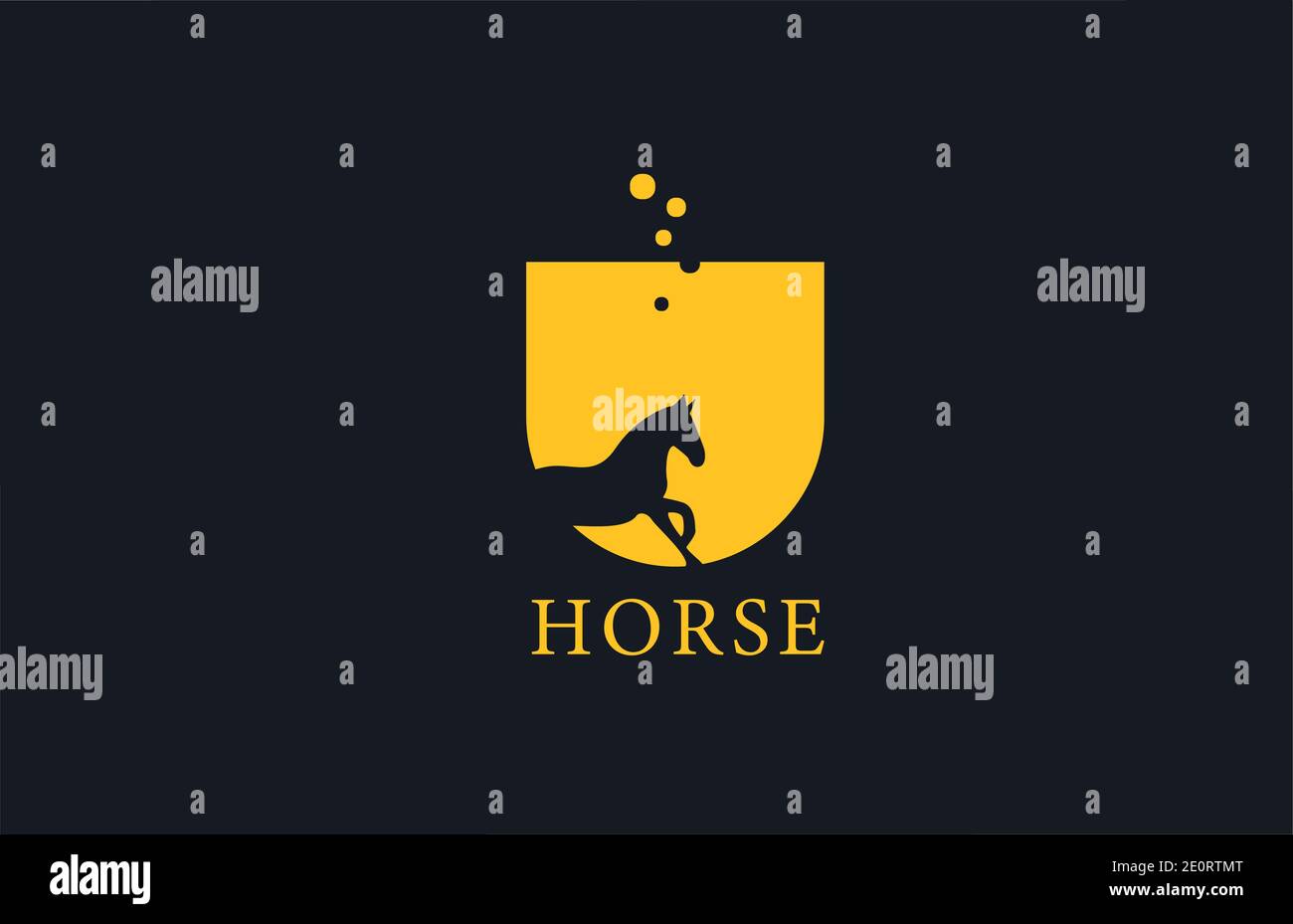 U yellow horse alphabet letter logo icon with stallion shape inside ...