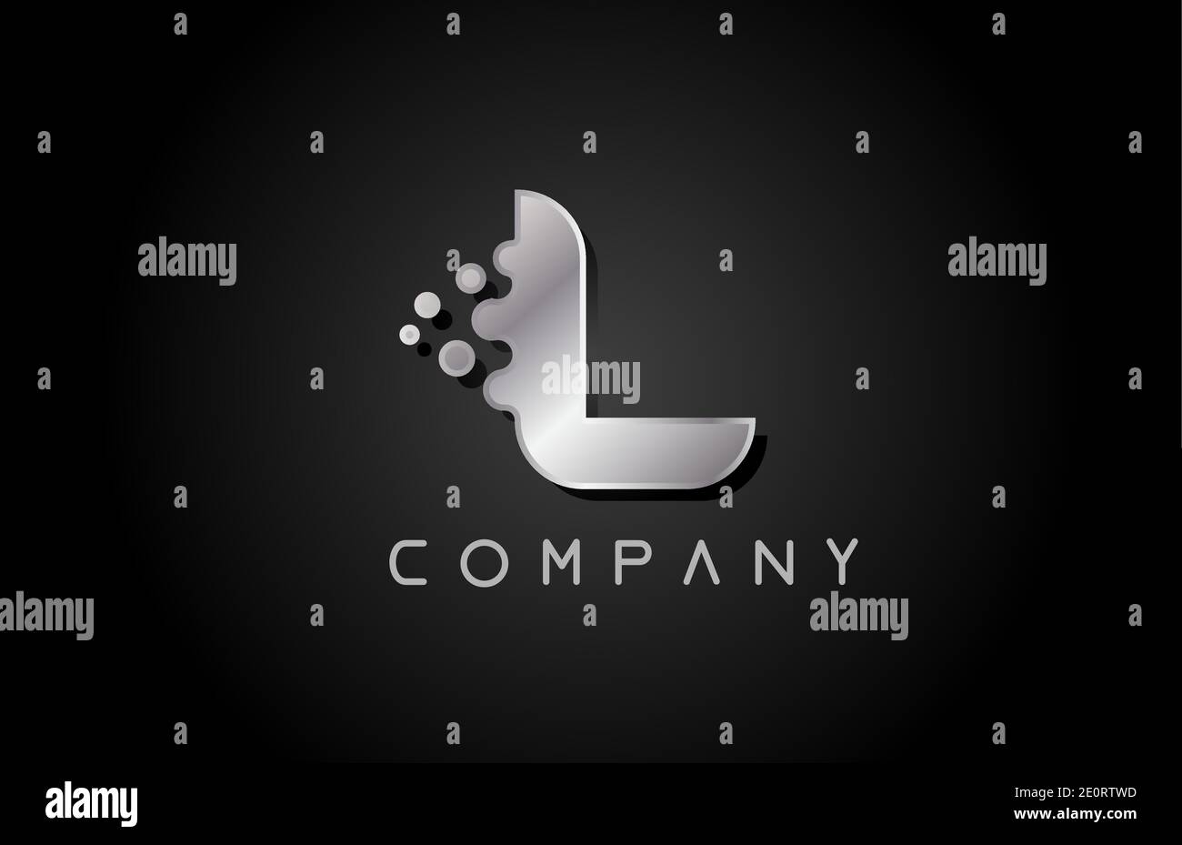 L metallic grey letter logo icon with bubble shapes. Creative alphabet ...