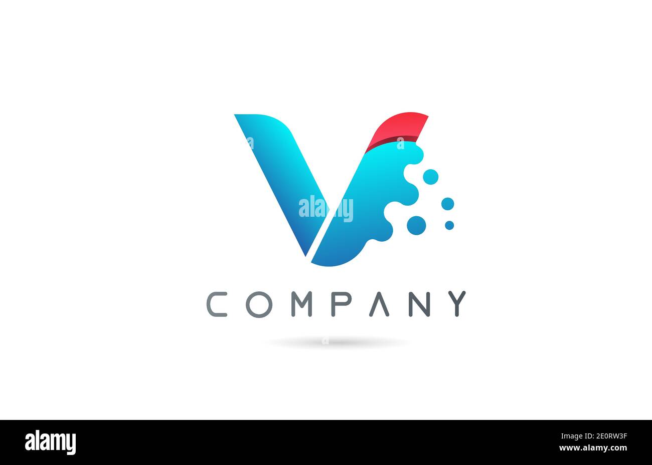 V pink blue letter logo icon with bubble shapes. Creative alphabet ...