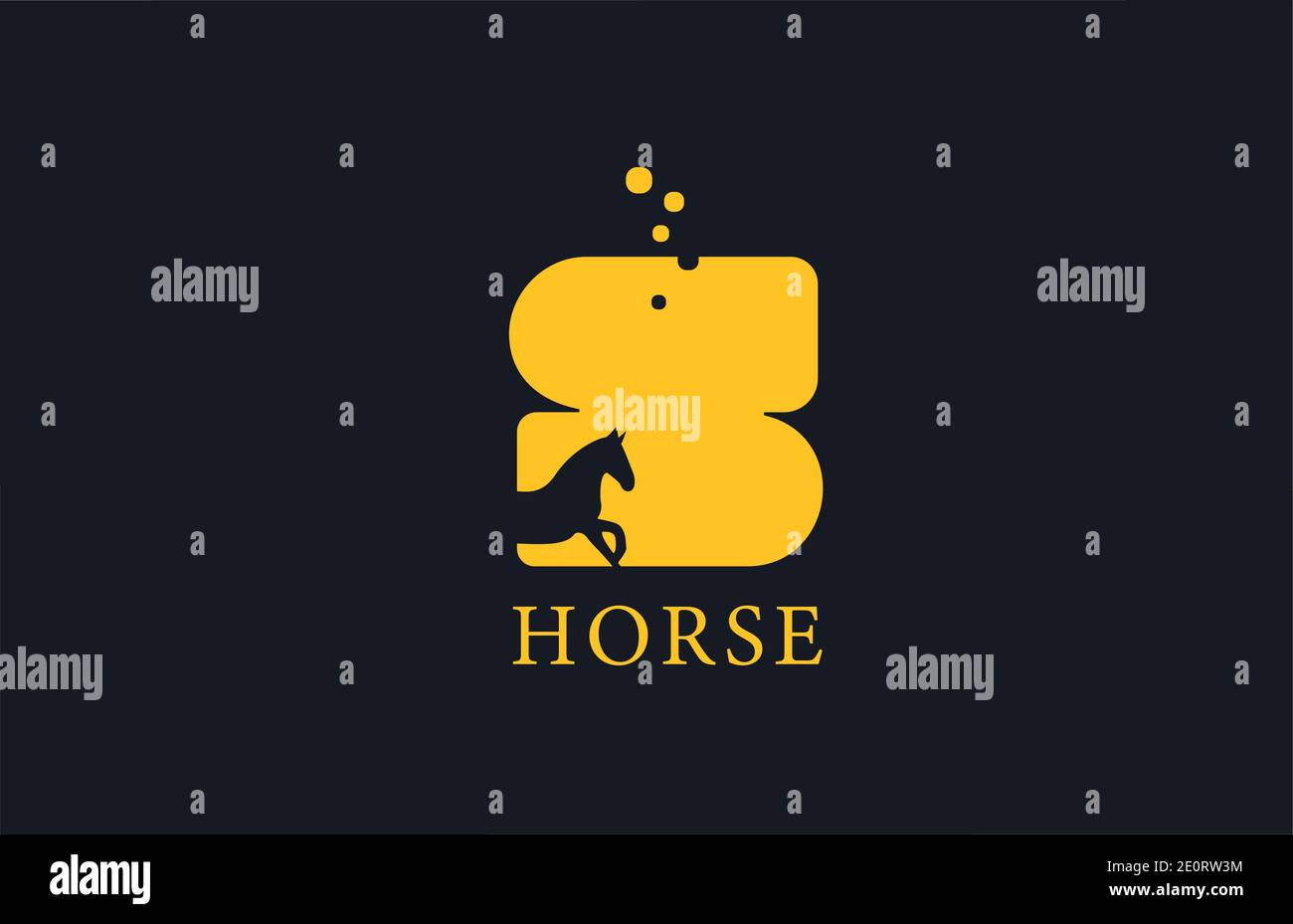 S yellow horse alphabet letter logo icon with stallion shape inside ...
