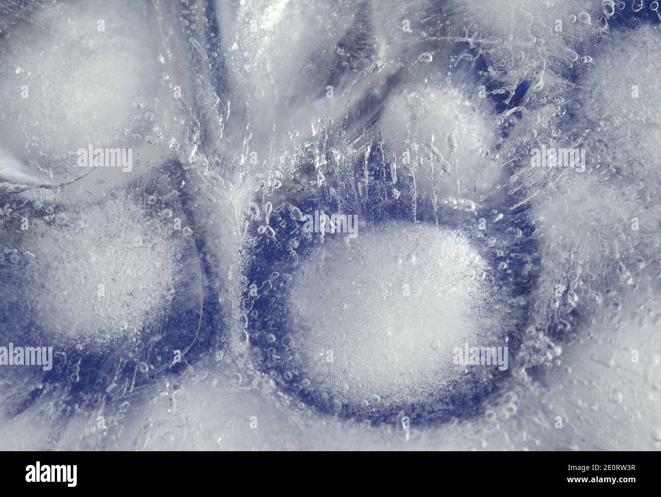 Iced texture with separate ice cubes frozen into a block of ice Stock ...