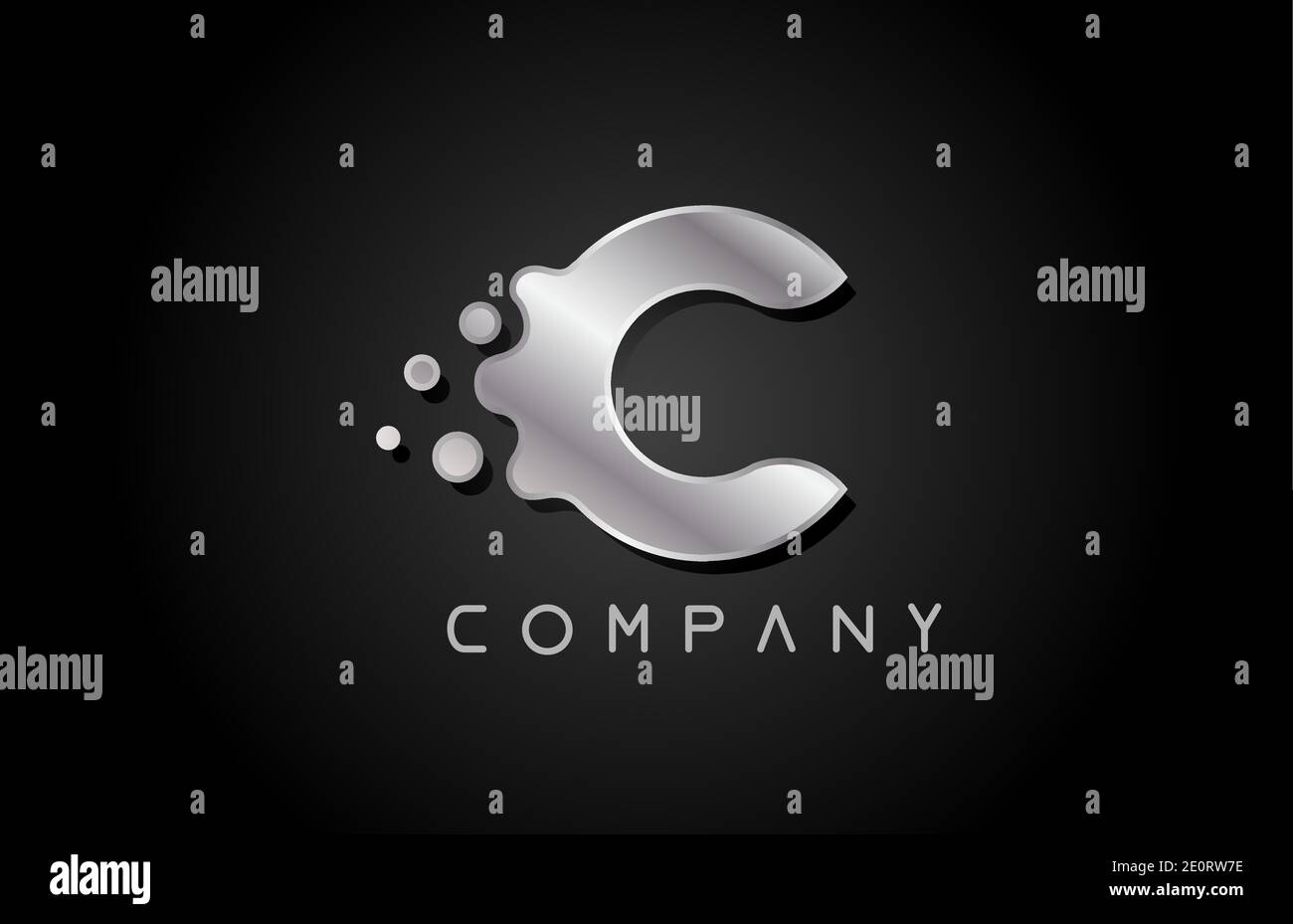 C metallic grey letter logo icon with bubble shapes. Creative alphabet ...