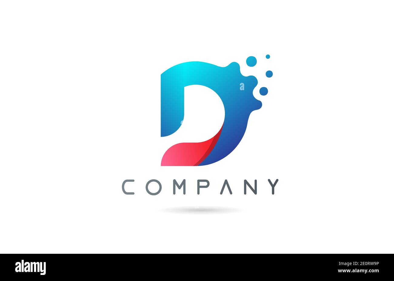 d pink blue letter logo icon with bubble shapes. Creative alphabet ...