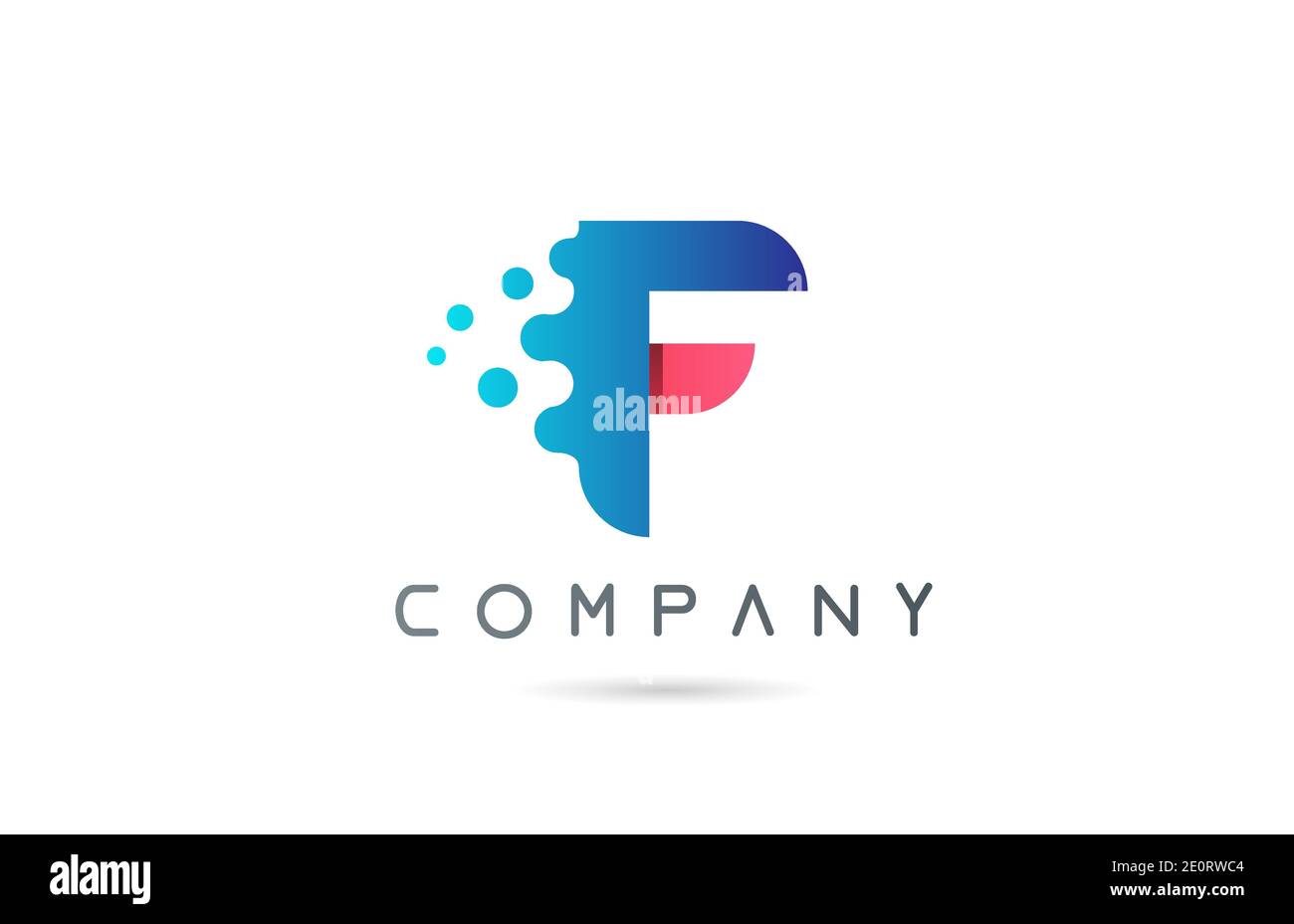 F pink blue letter logo icon with bubble shapes. Creative alphabet ...