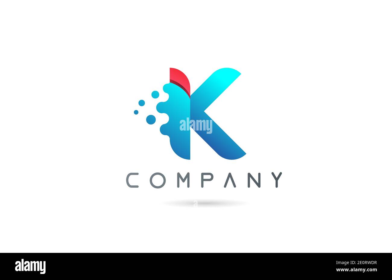 K pink blue letter logo icon with bubble shapes. Creative alphabet ...