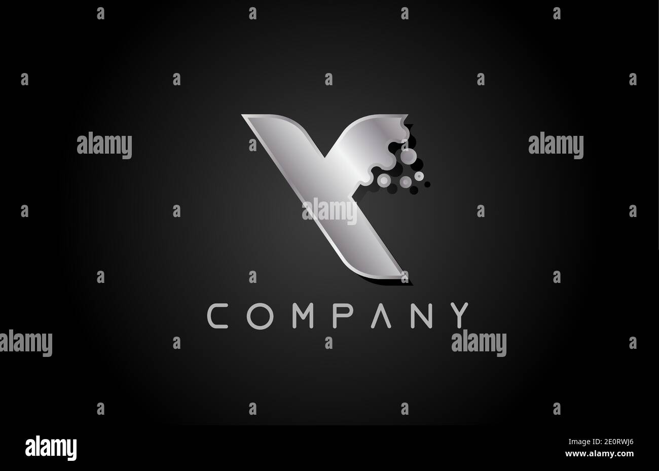 Y metallic grey letter logo icon with bubble shapes. Creative alphabet ...