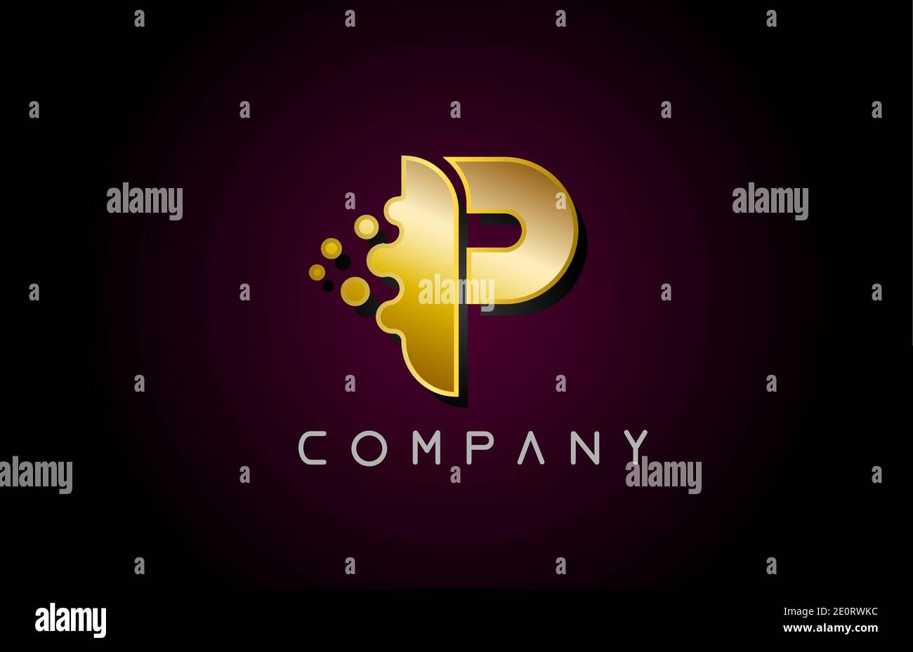 P gold golden letter logo icon. Creative alphabet design for business ...