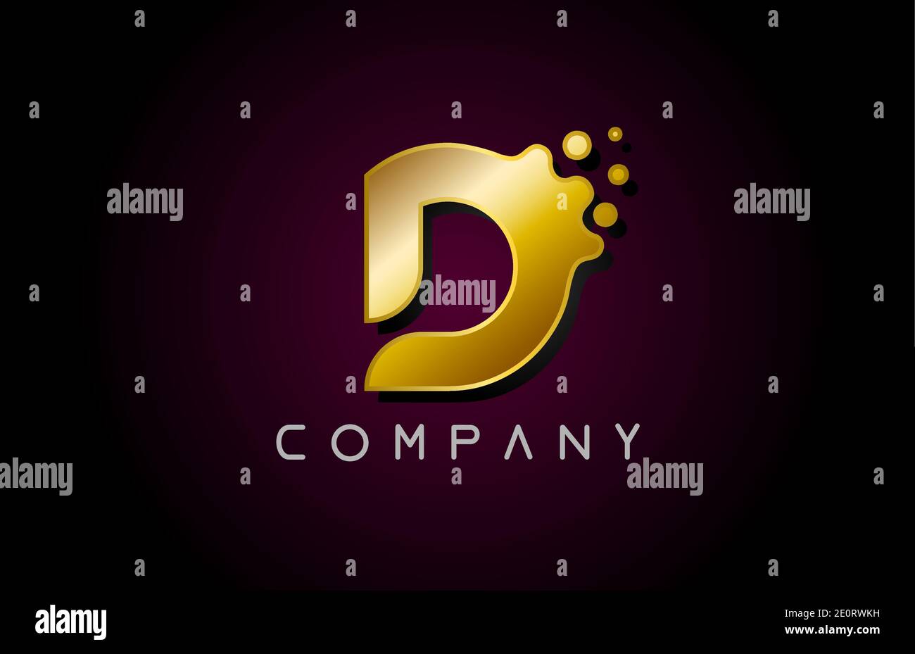 D gold golden letter logo icon. Creative alphabet design for business ...