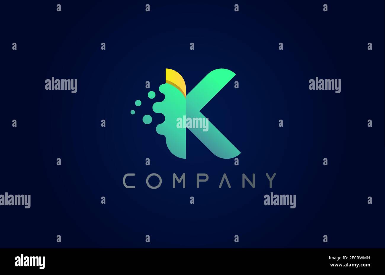 K yellow green letter logo icon. Creative alphabet design for business ...