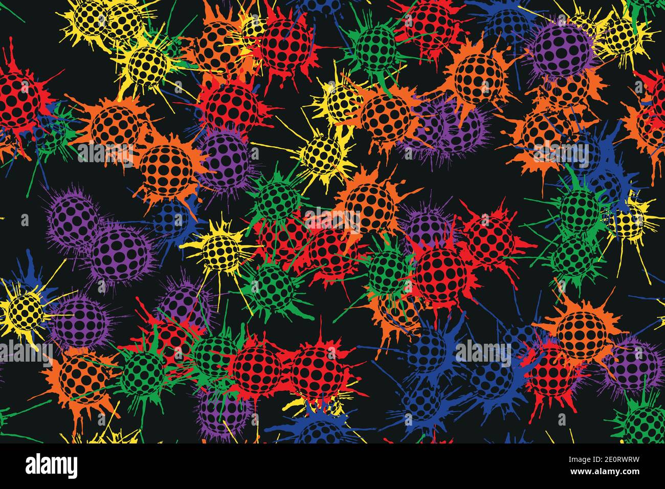 Halftone Blot Color Balls Seamless Background, Vector Illustration ...