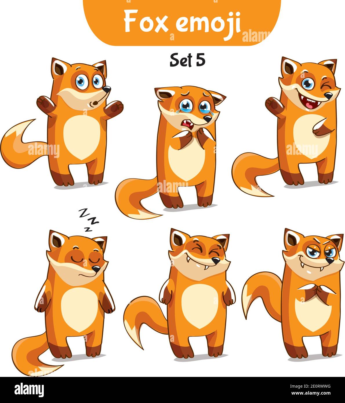 Vector set of cute fox characters. Set 5 Stock Vector Image & Art - Alamy