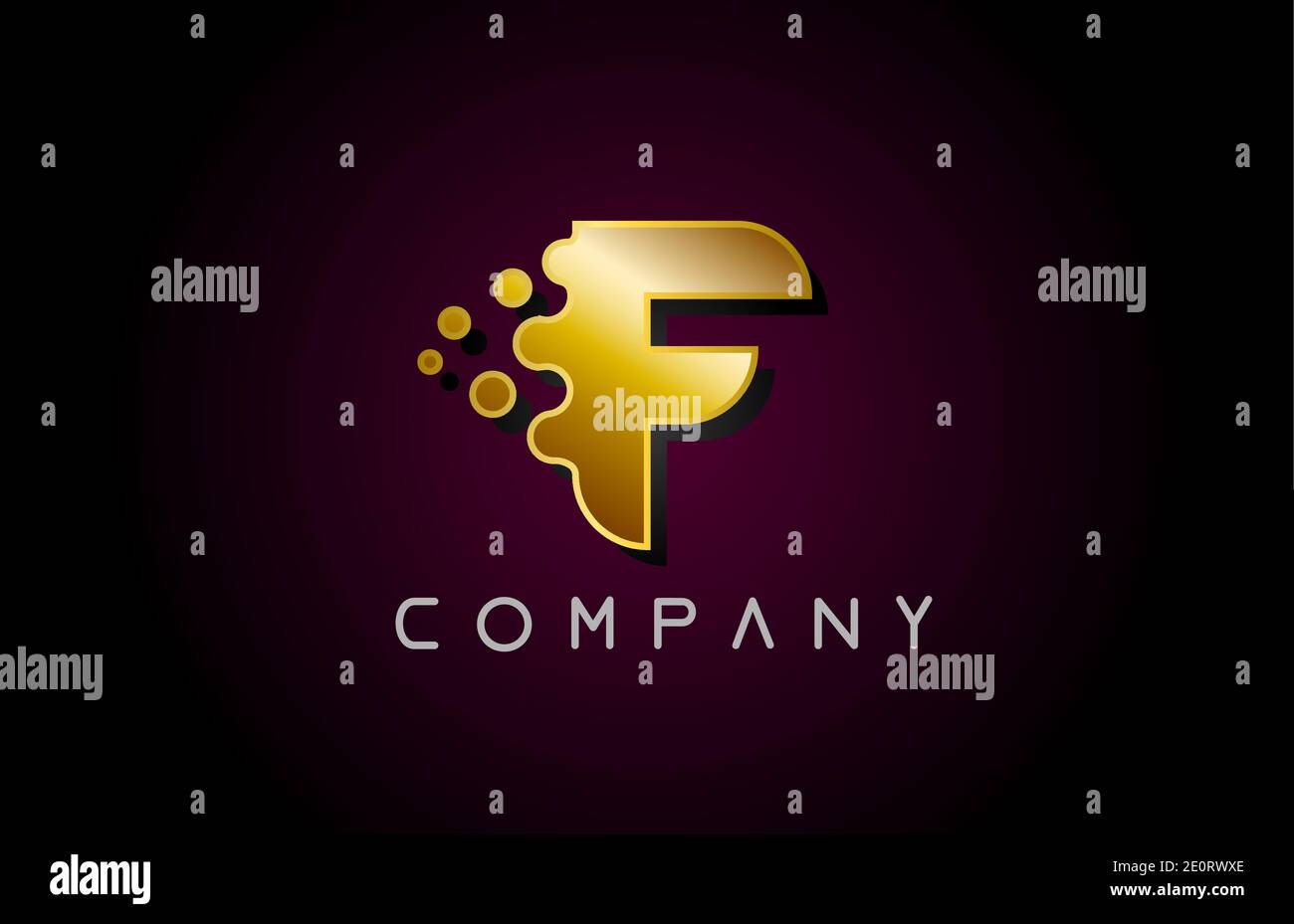 F gold golden letter logo icon. Creative alphabet design for business ...