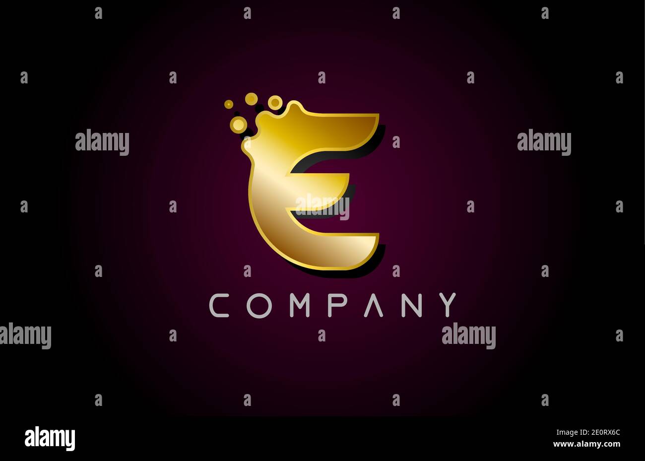 E gold golden letter logo icon. Creative alphabet design for business ...