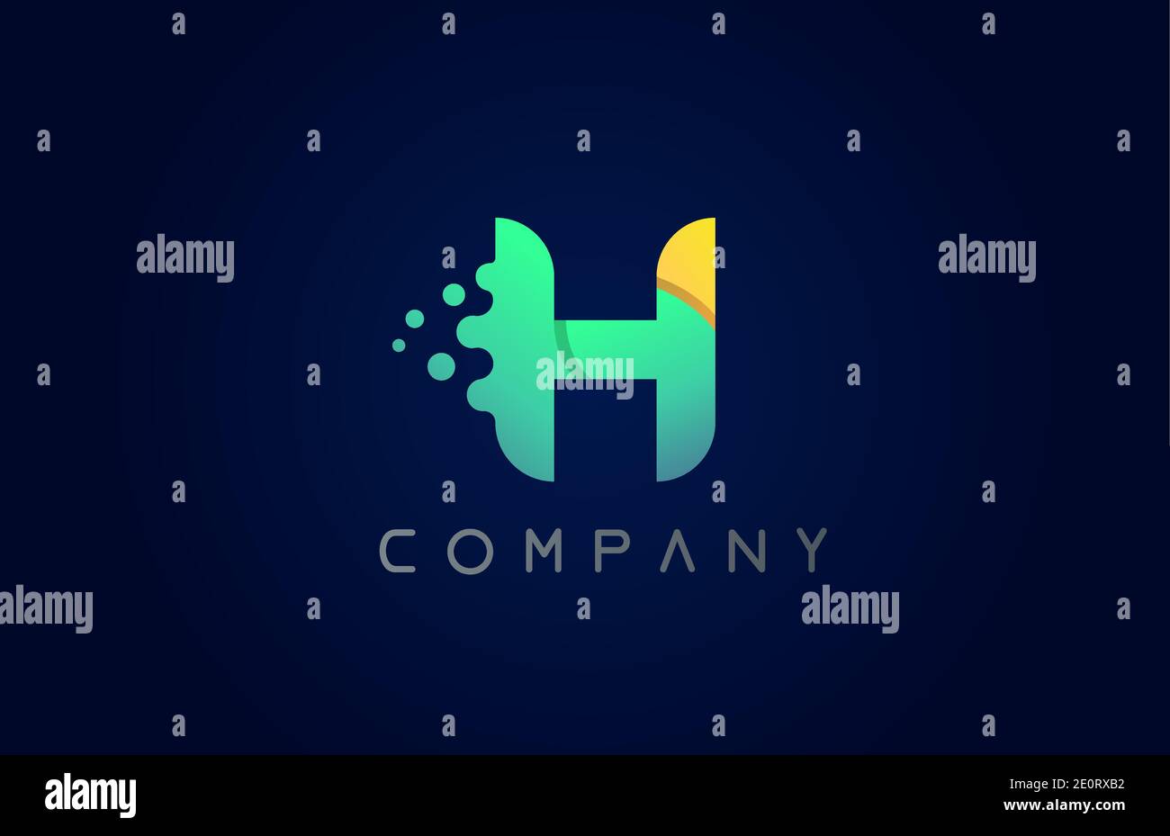 H yellow green letter logo icon. Creative alphabet design for business ...