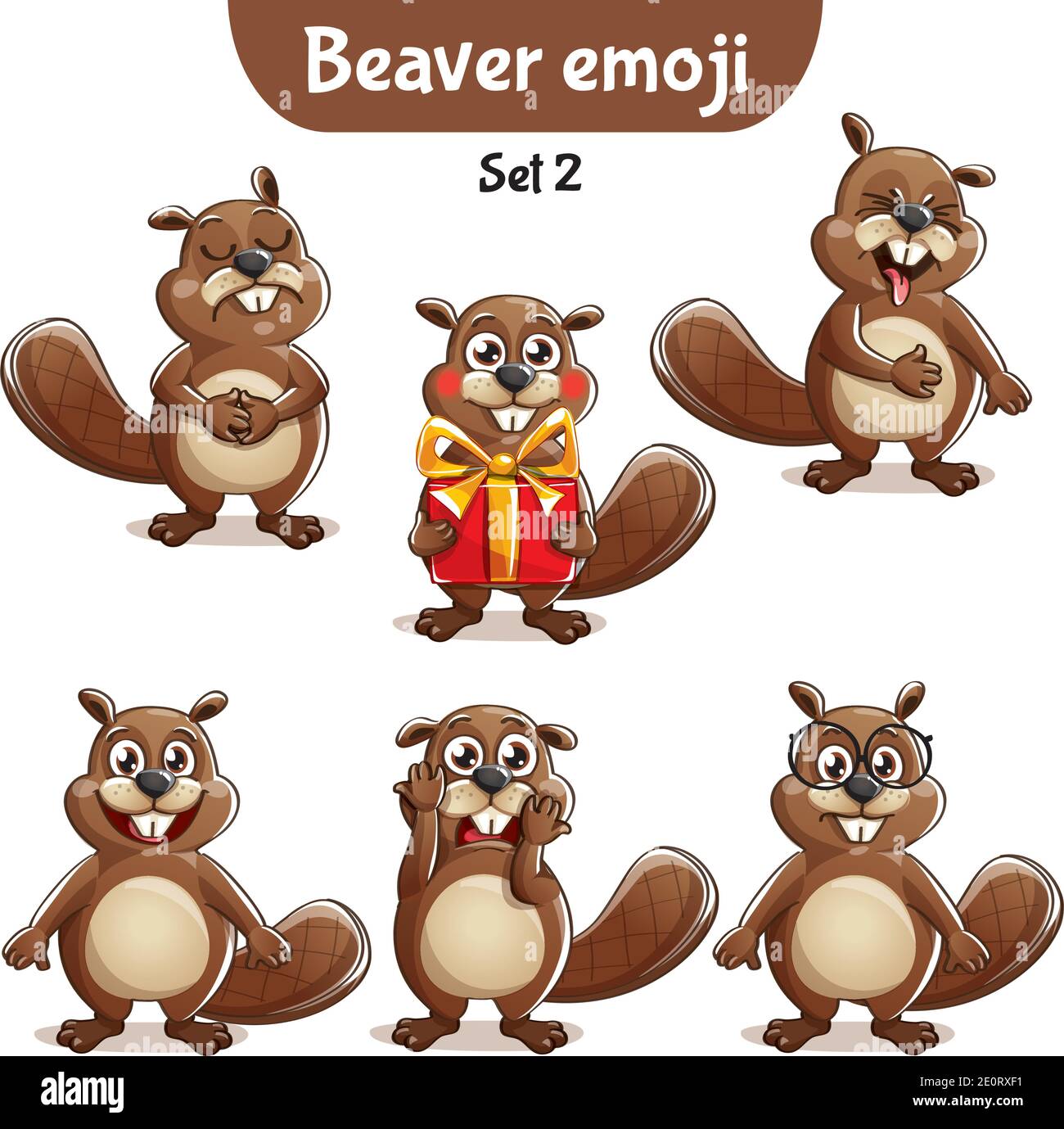 Vector set of cute beaver characters. Set 2 Stock Vector Image & Art ...