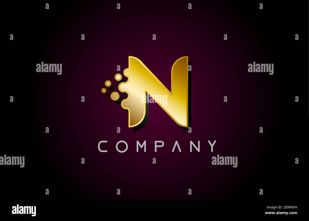 N gold golden letter logo icon. Creative alphabet design for business ...