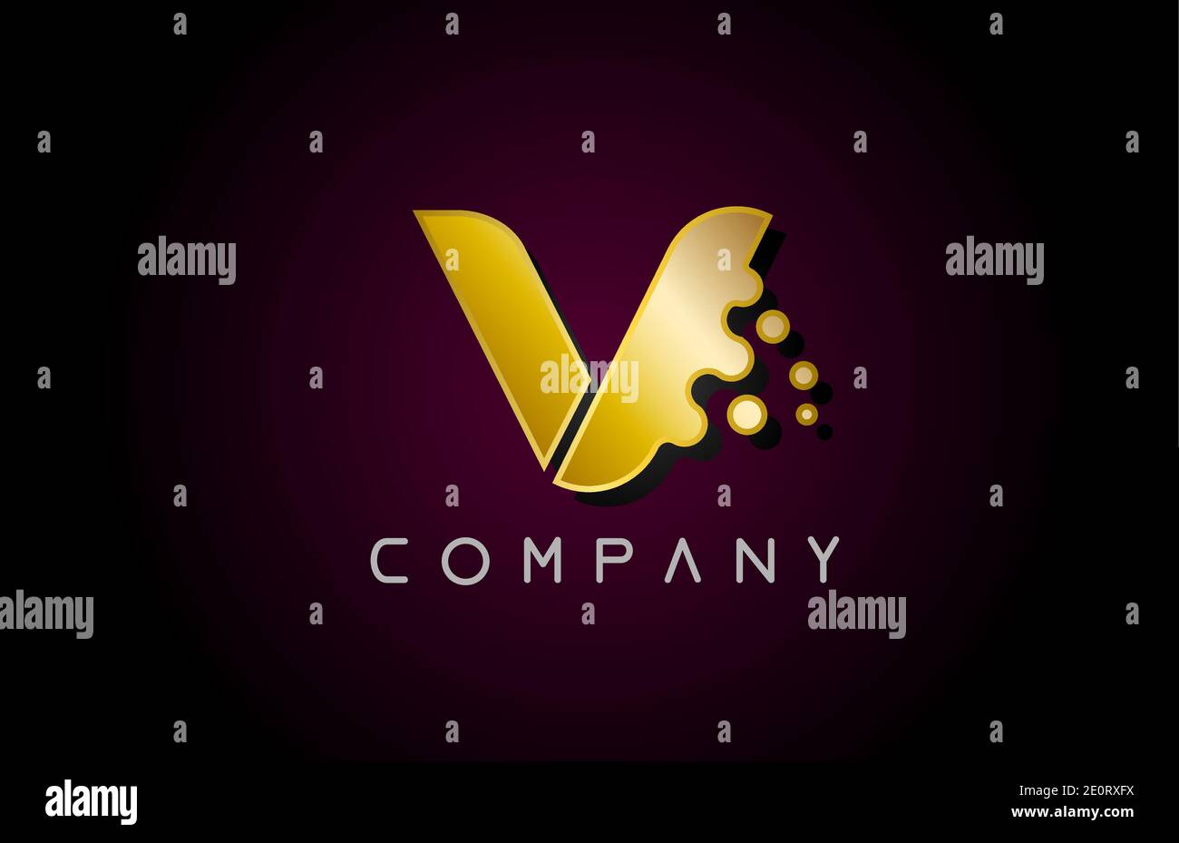 V gold golden letter logo icon. Creative alphabet design for business ...