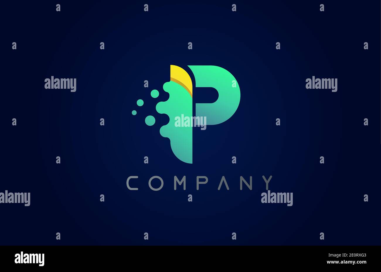 P yellow green letter logo icon. Creative alphabet design for business ...