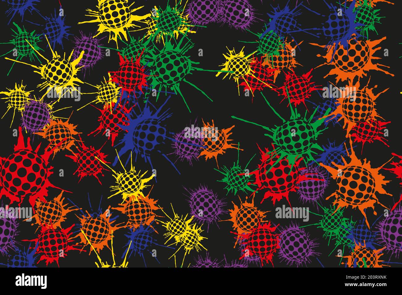 Halftone Blot Color Balls Seamless Background, Vector Illustration ...