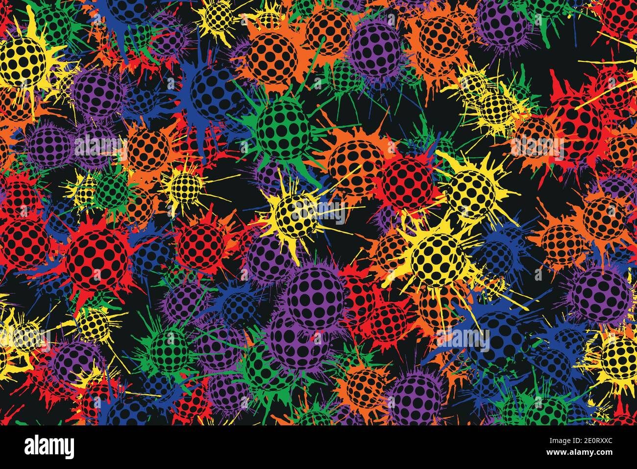Halftone Blot Color Balls Seamless Background, Vector Illustration ...