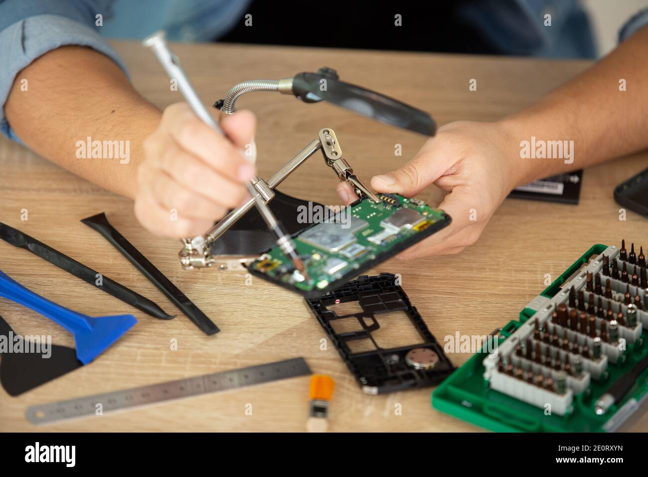 computer technician installs cooling system of computer Stock Photo - Alamy