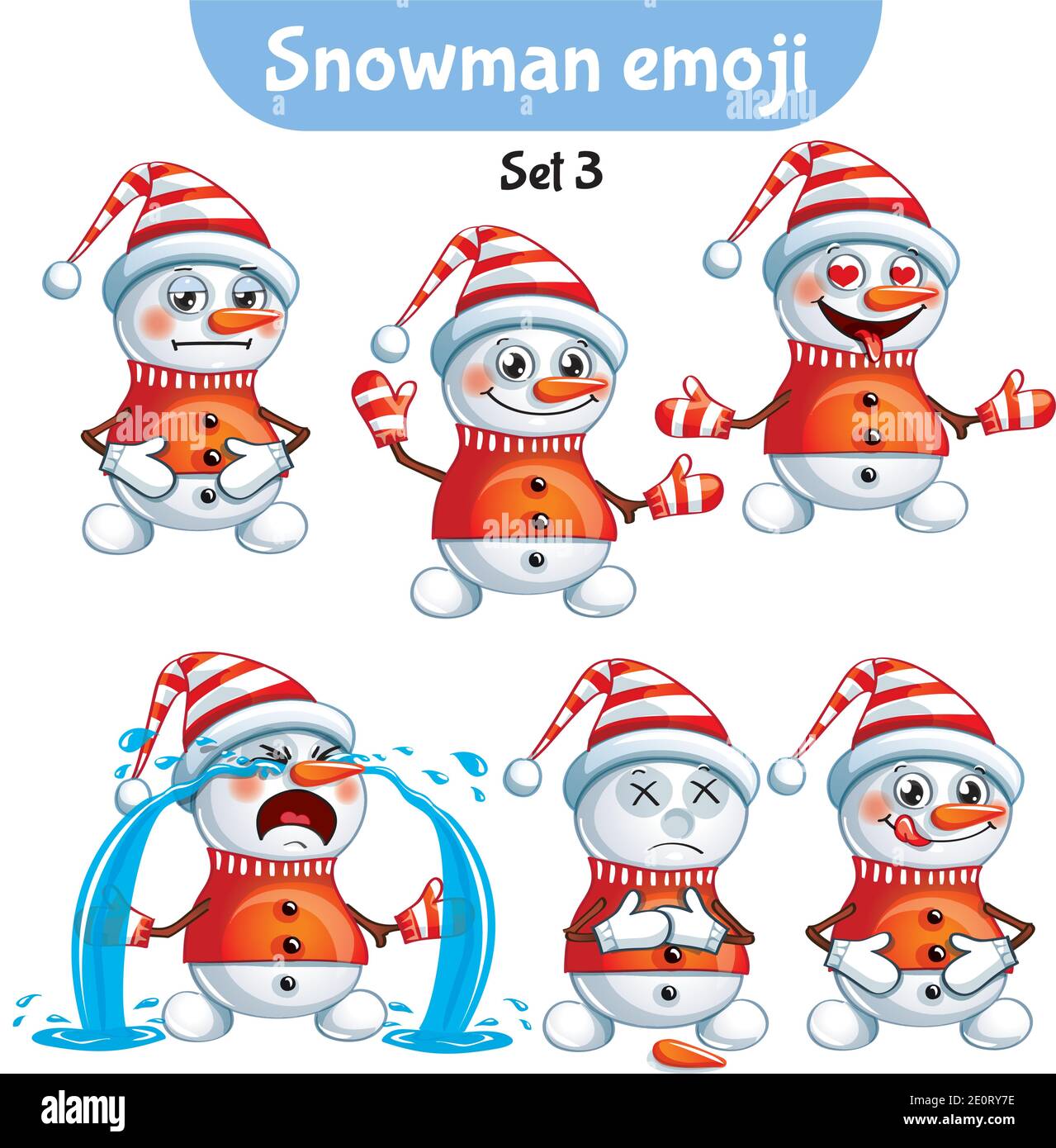 Vector set of cute snowman characters. Set 3 Stock Vector Image & Art ...